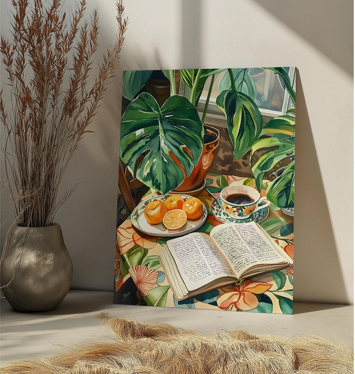 Still Life Cozy Reading Nooks Paint by Number Kit Coffee Orange Acrylic ...