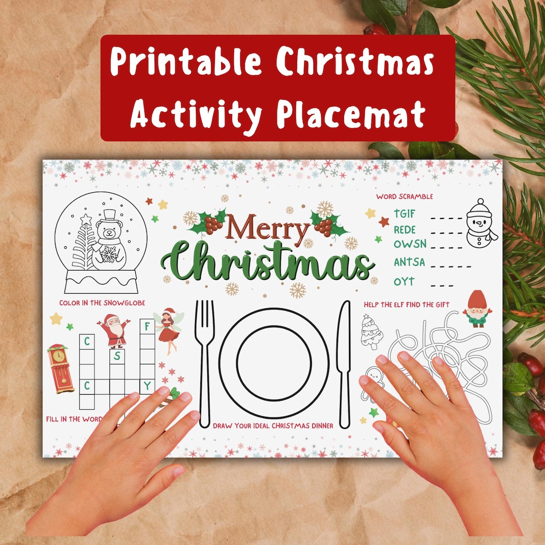 Christmas Activity Placemats, Printable Christmas Activity for Kids ...