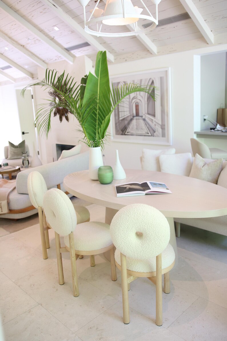 Donut Chair With Upholstered Seat and Oak Wood Frame Modern Minimalist ...