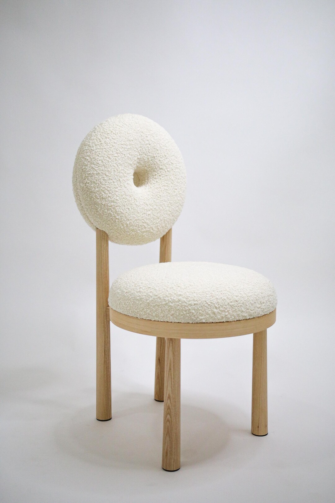 Donut Chair With Upholstered Seat and Oak Wood Frame Modern Minimalist ...