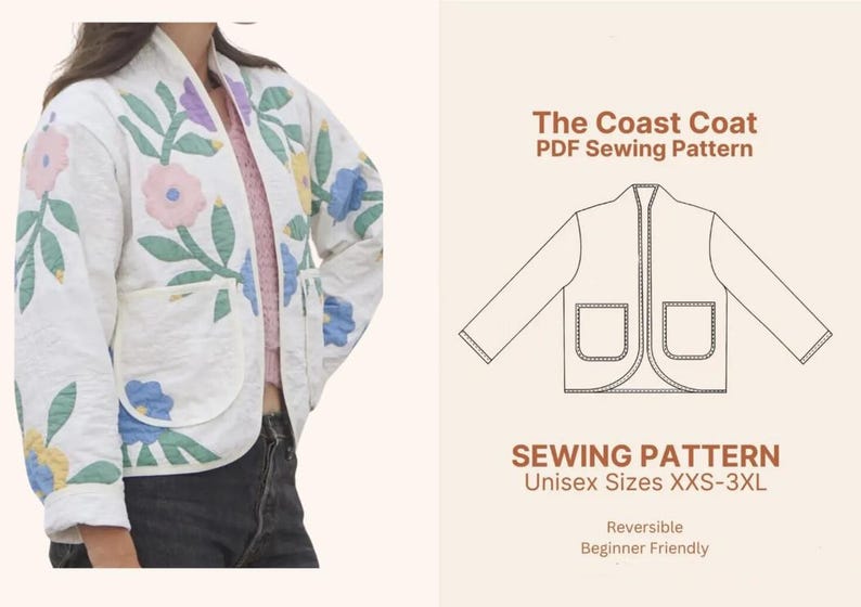 Coast Coat Quilt Coat PDF Sewing Pattern Beginner Friendly Unisex Sizes ...