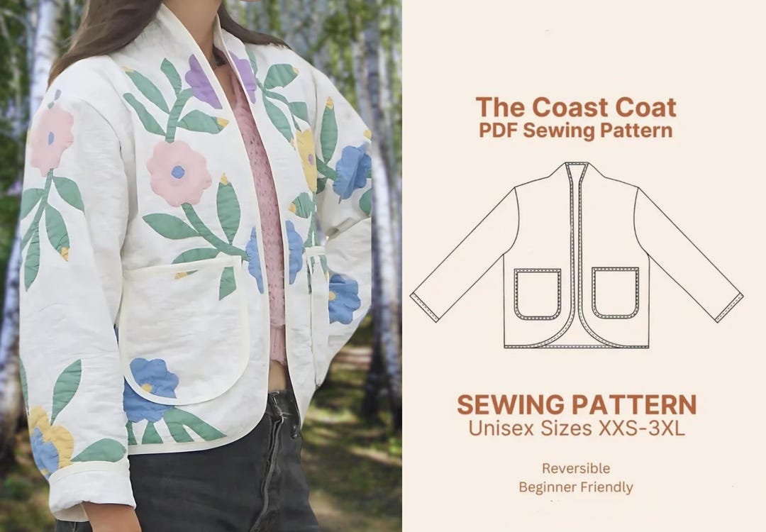 Coast Coat Quilt Coat PDF Sewing Pattern Beginner Friendly Unisex Sizes ...