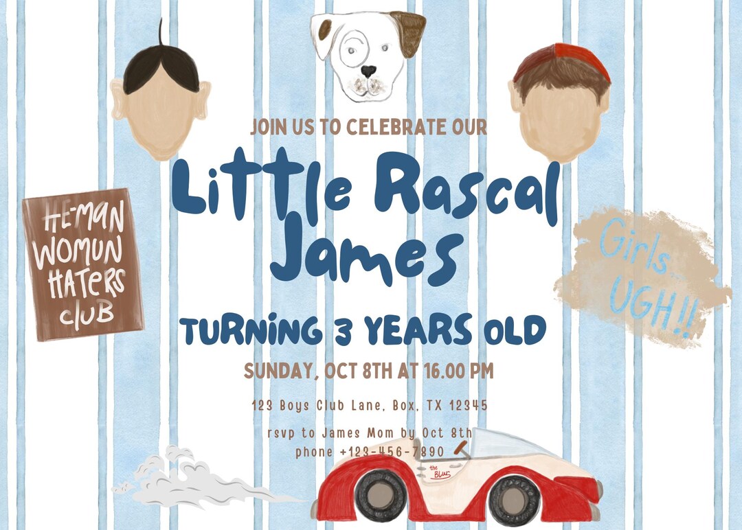 Little Rascals Birthday Invitation - Boy - Etsy