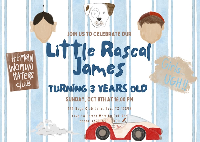 Little Rascals Birthday Invitation - Boy - Etsy