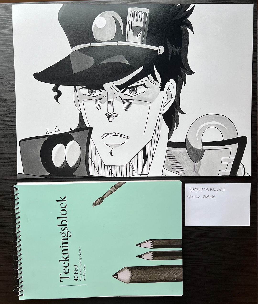 Anime PRINT of Handmade Drawing Jojo's Bizarre Adventure Fanart Jotaro ...
