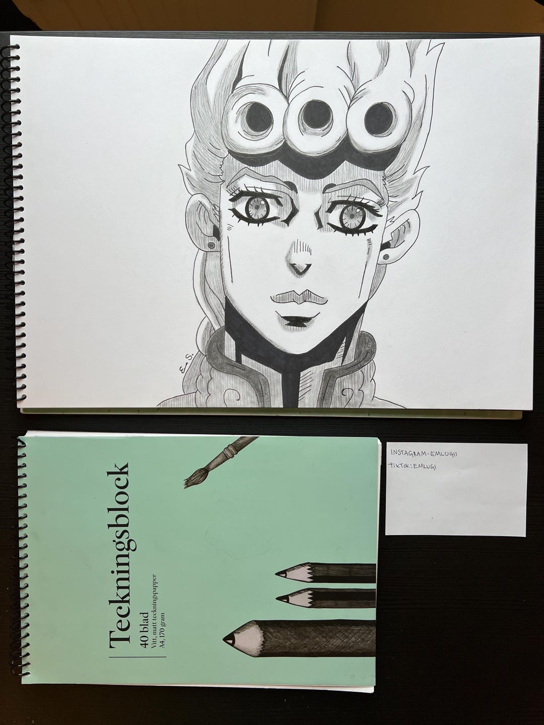 Handmade ORIGINAL Pencil Anime Drawing Jojo's Bizarre Adventure Fanart ...