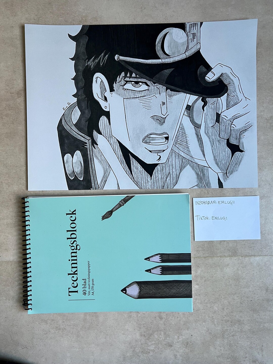 Anime Fanart PRINT of Handmade Drawing JOTARO KUJO Jojo's Bizarre ...