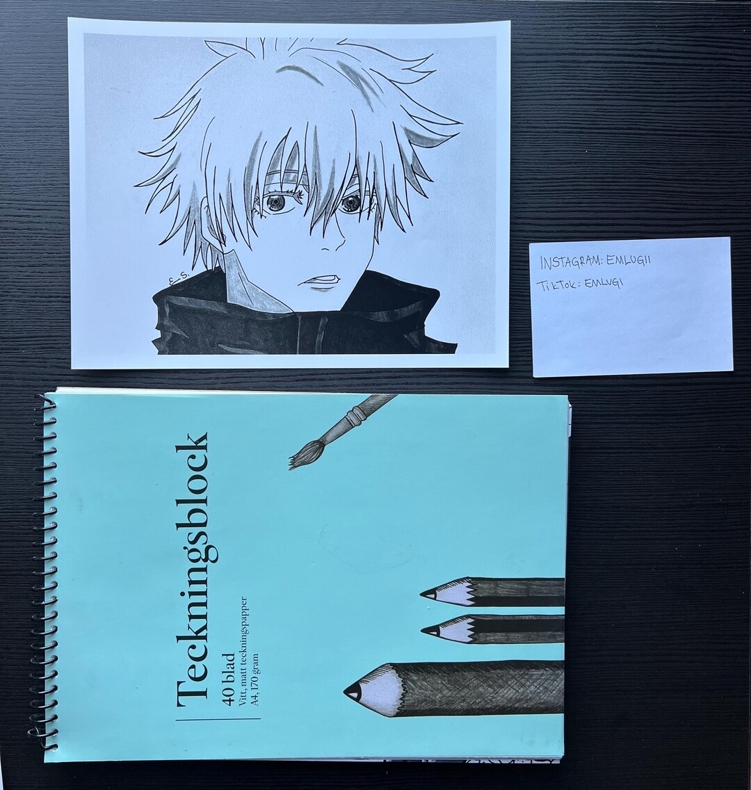 Small PRINT of Handmade Drawing Jujutsu Kaisen Fanart Gojo Satoru Gift ...