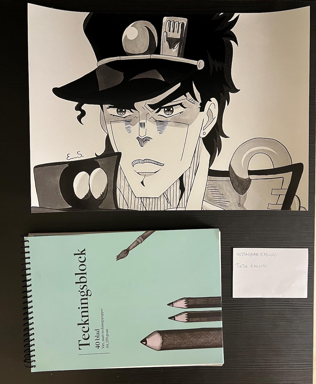 Anime PRINT of Handmade Drawing Jotaro Kujo Jojo's Bizarre Adventure - Etsy