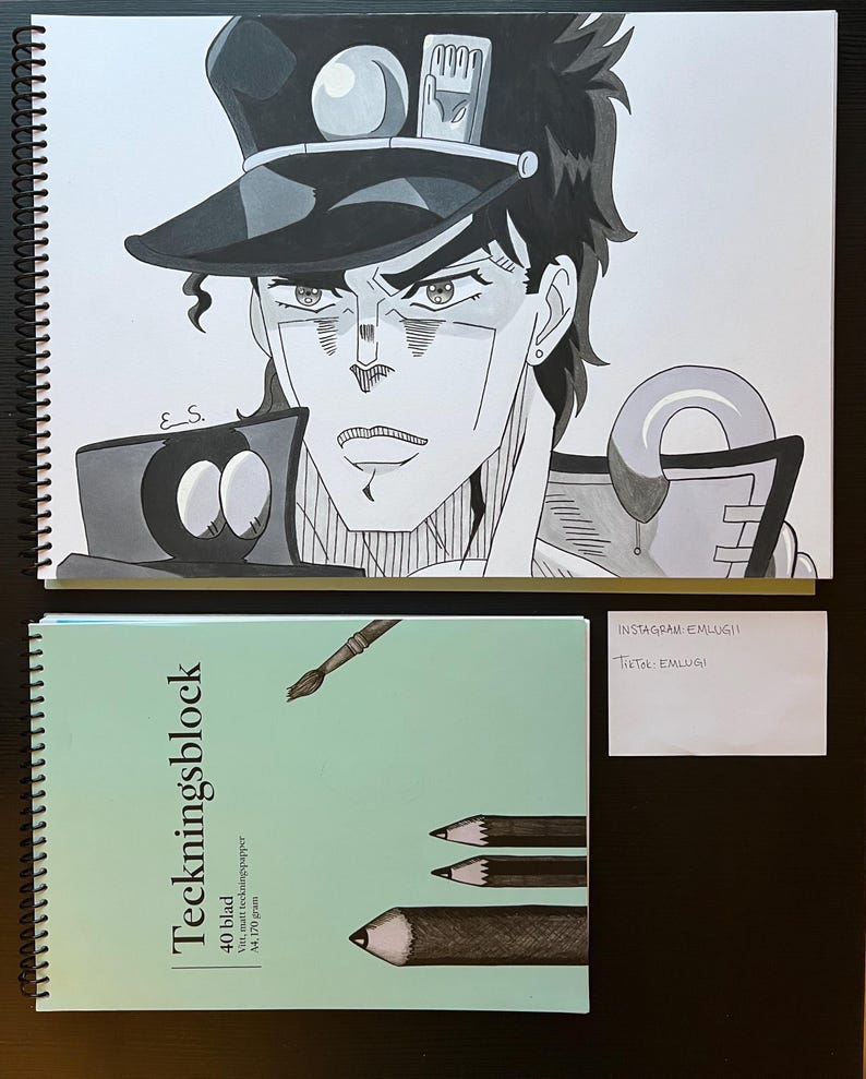Handmade ORIGINAL Anime Drawing Jojo's Bizarre Adventure Fanart Jotaro ...