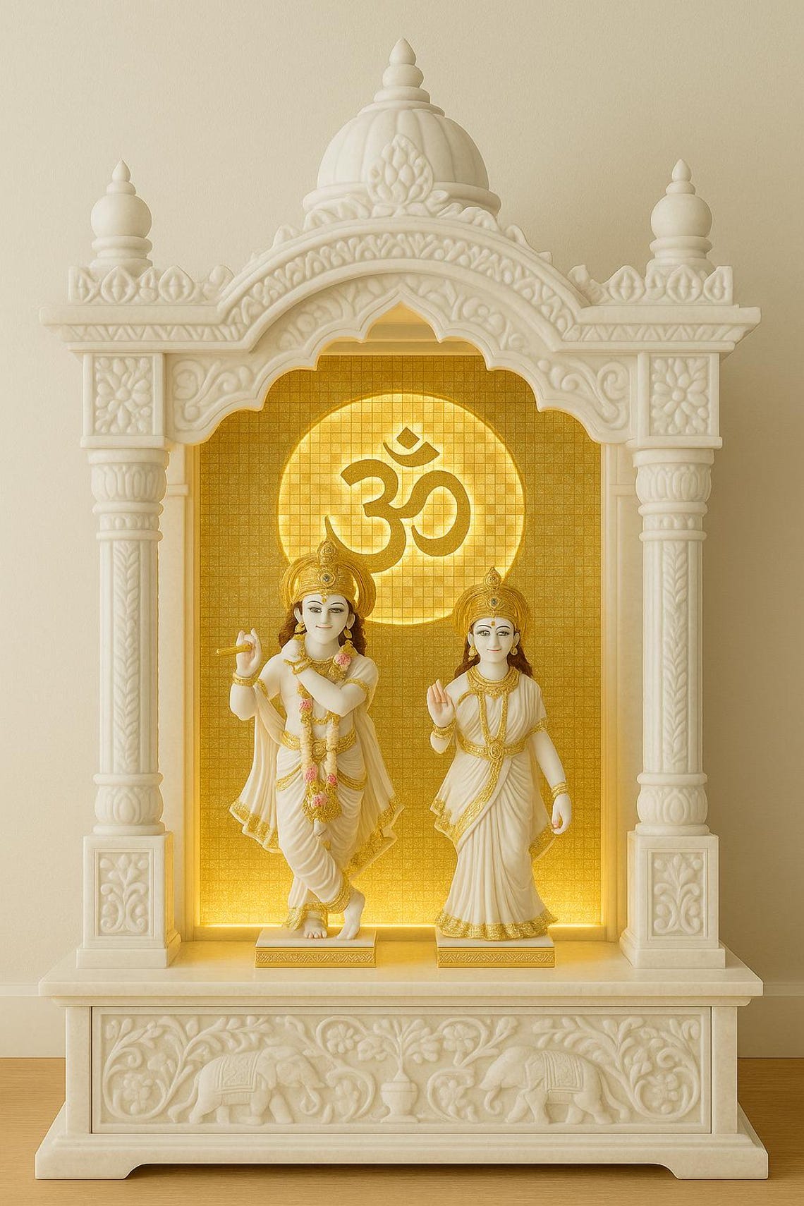 White Marble Pooja Mandir for Home | Traditional Indian Marble Temple ...