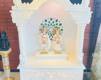 Elegant White Marble Home Temple | Handcrafted Marble Mandir for Pooja ...