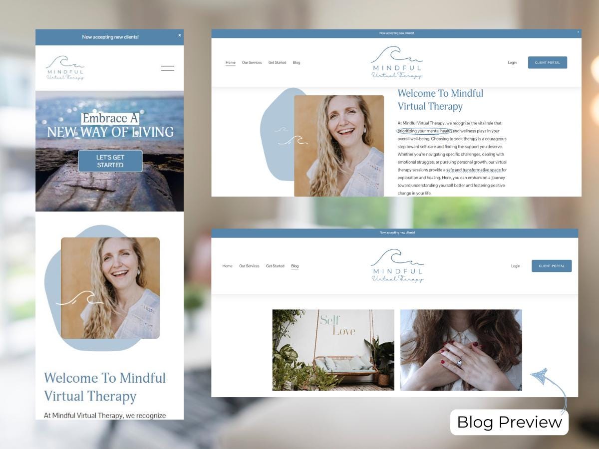 Mindful Virtual Therapy Squarespace One Page Website Template - Life ...