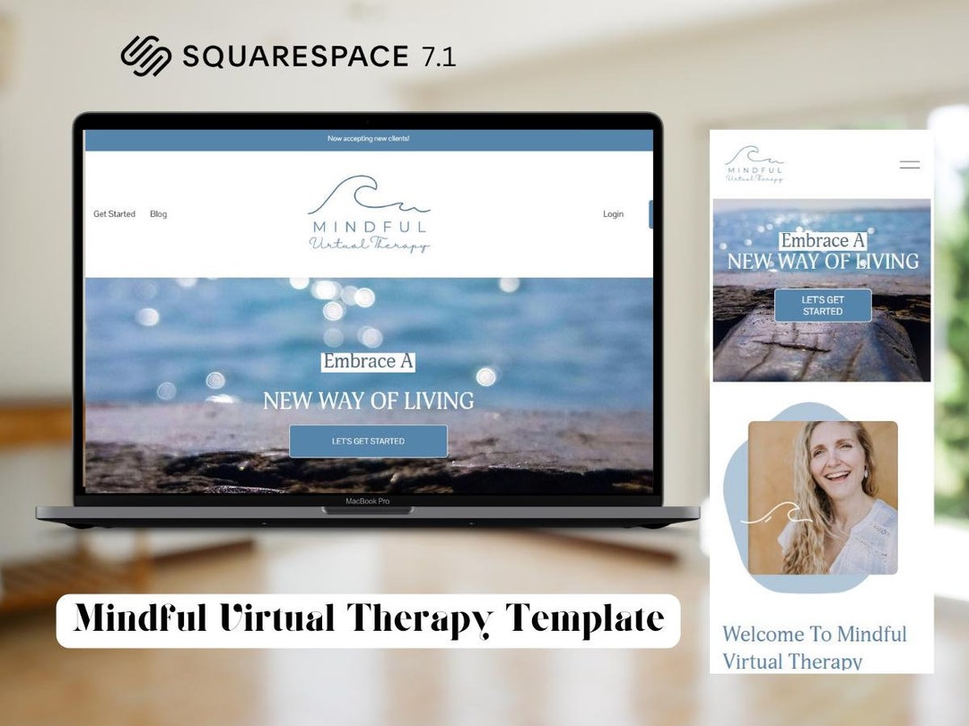Mindful Virtual Therapy Squarespace One Page Website Template - Life ...