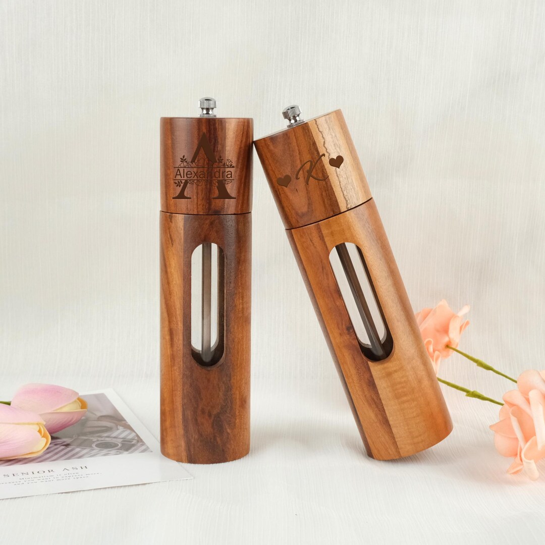 Personalized Transparent Salt and Pepper Grinders, Engraved Spice ...