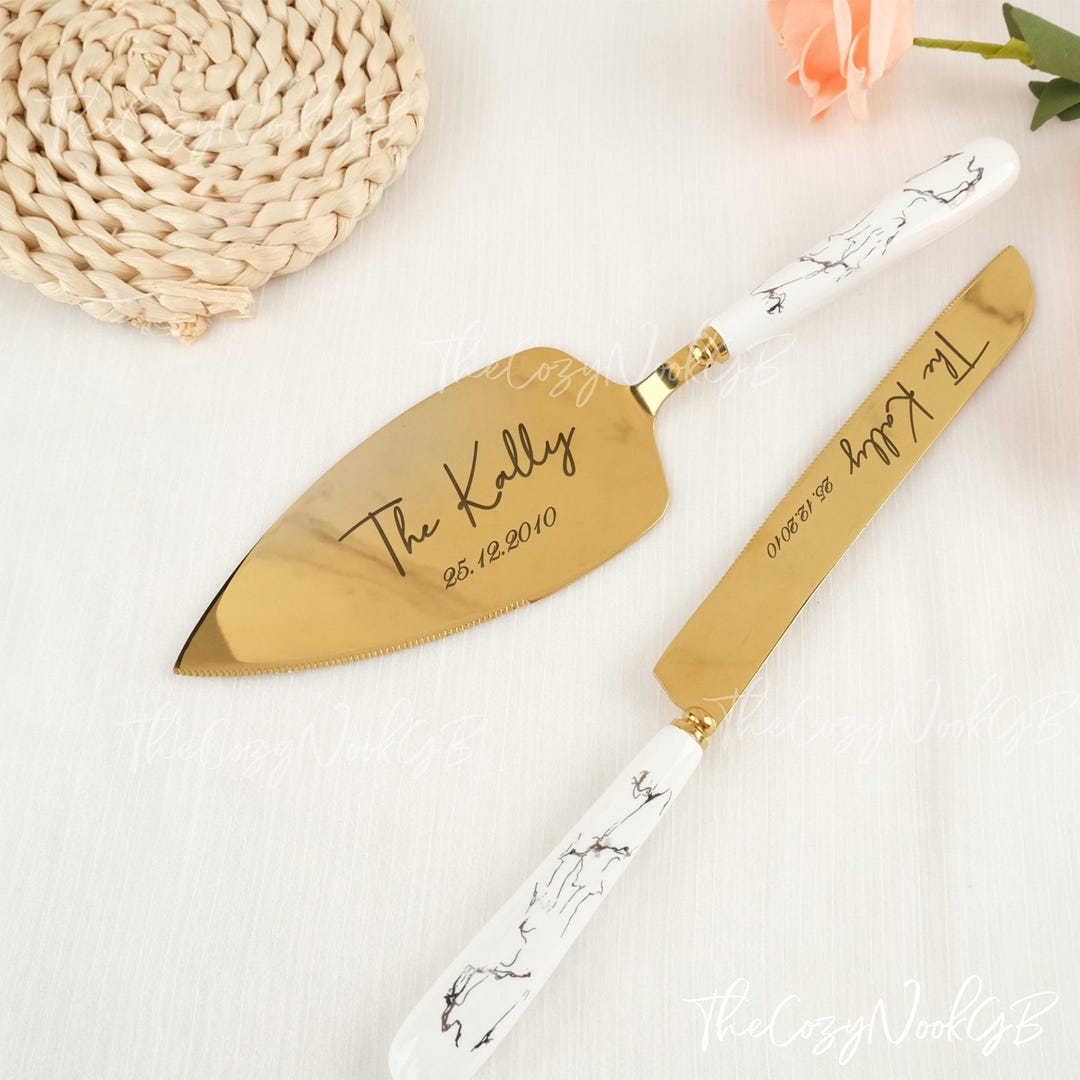 Engraved Wedding Cake Knife Set, Personalized Wedding Gift, Wedding ...