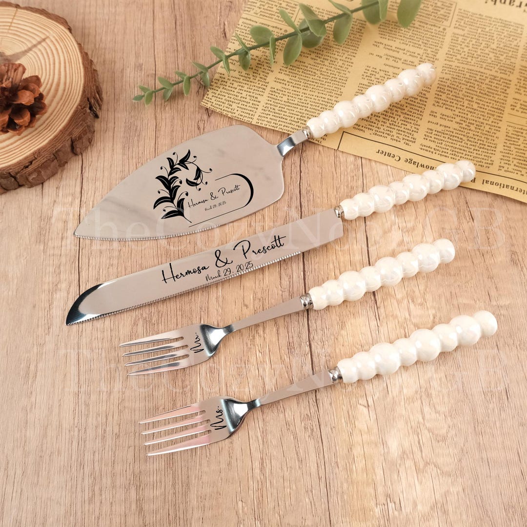Engraved Wedding Cake Set, Personalized Wedding Cake Cutter, Cake Knife ...