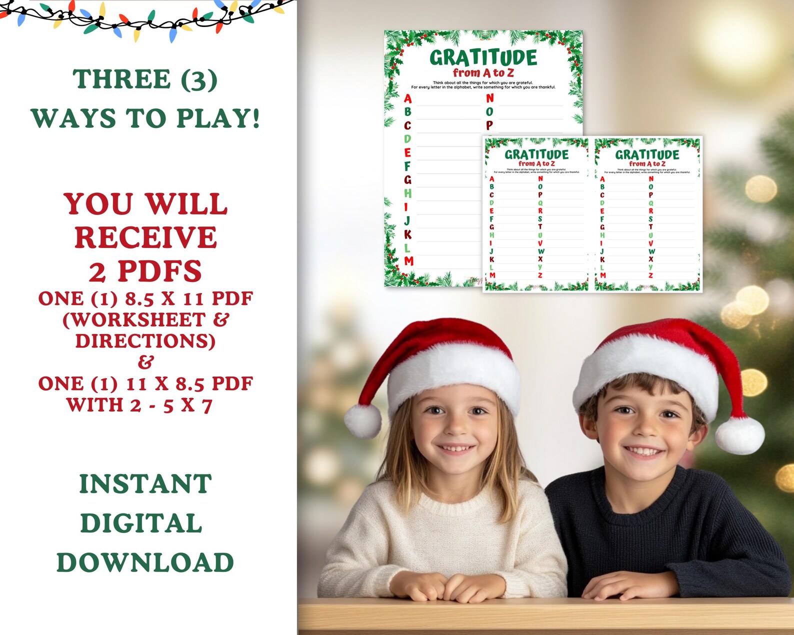 Christmas Gratitude A-Z Worksheet: Holiday Printable Game (digital ...
