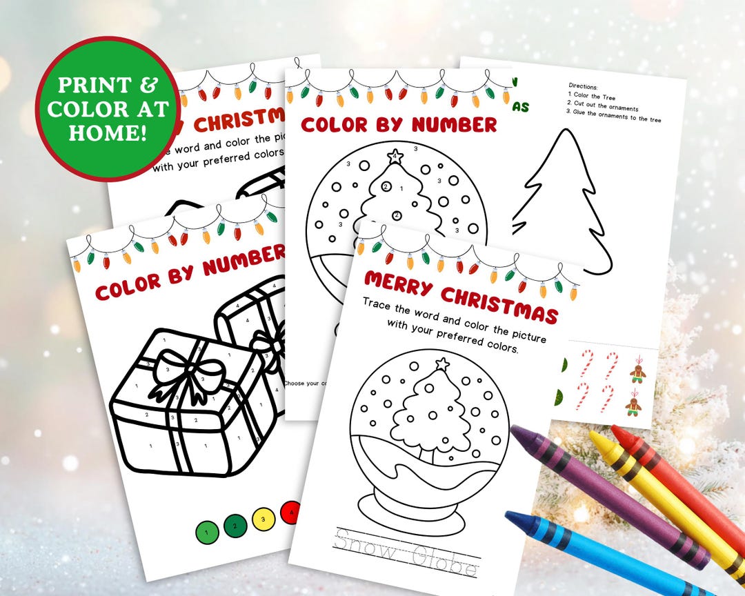 Christmas Kids Activity Pack, Color by Number & Word Trace, Design A ...