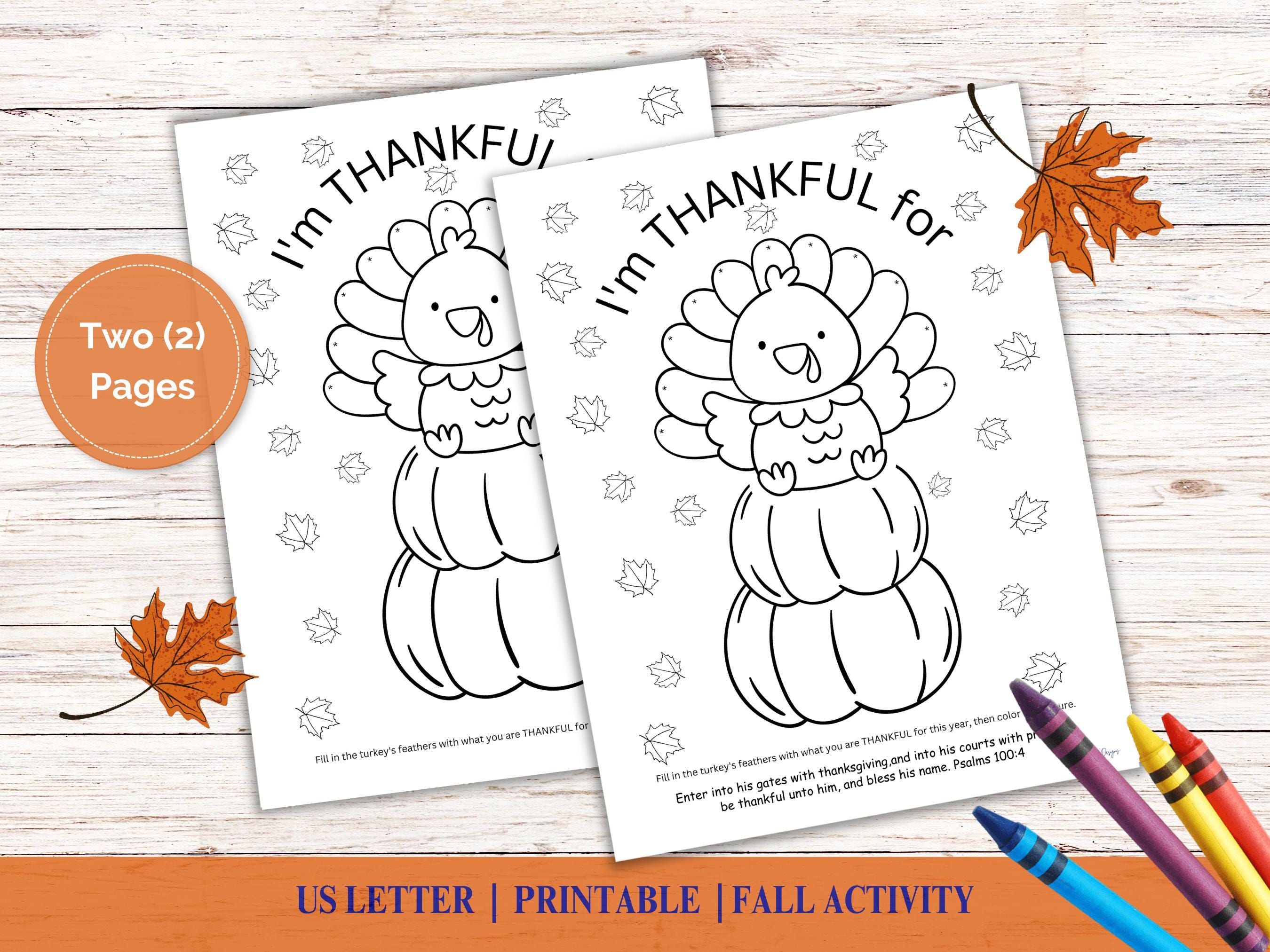 Thanksgiving Turkey Coloring Page, Thankful Kids Activity, Gratitude ...