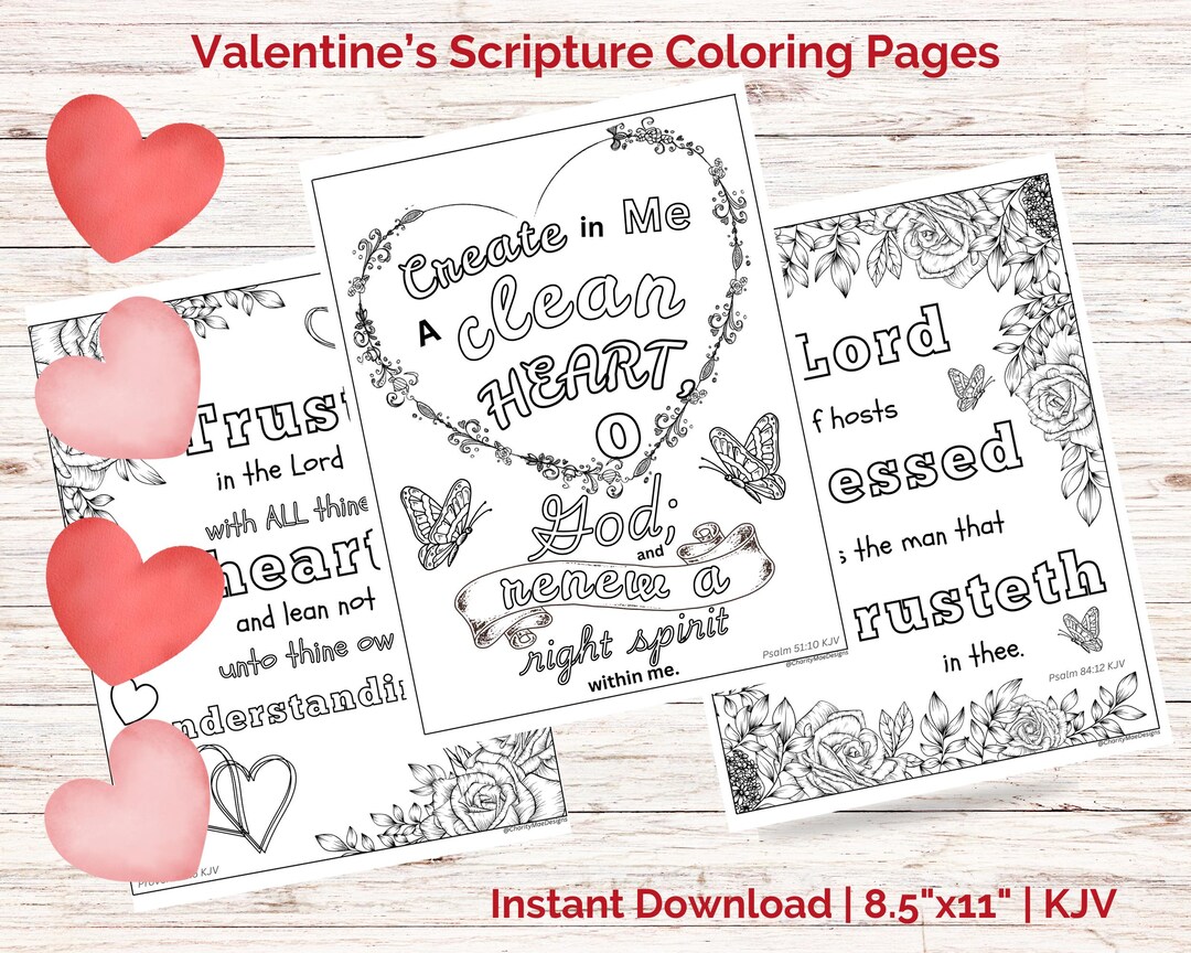 Valentine's Scripture Coloring Pages: Christian Bible Verse (digital ...
