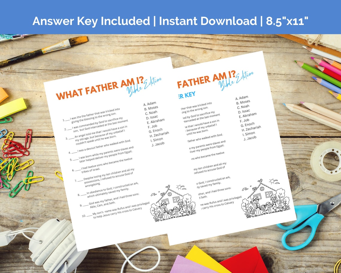 Father's Day Bible Trivia Game: Church Activity, Sunday School (digital ...