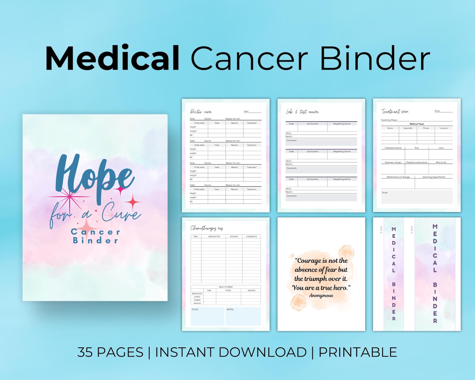 Cancer Binder & Medical Planner | Printable Patient Care Organizer ...
