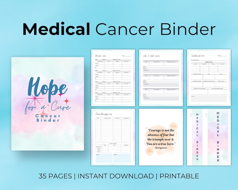 Cancer Binder & Medical Planner | Printable Patient Care Organizer ...