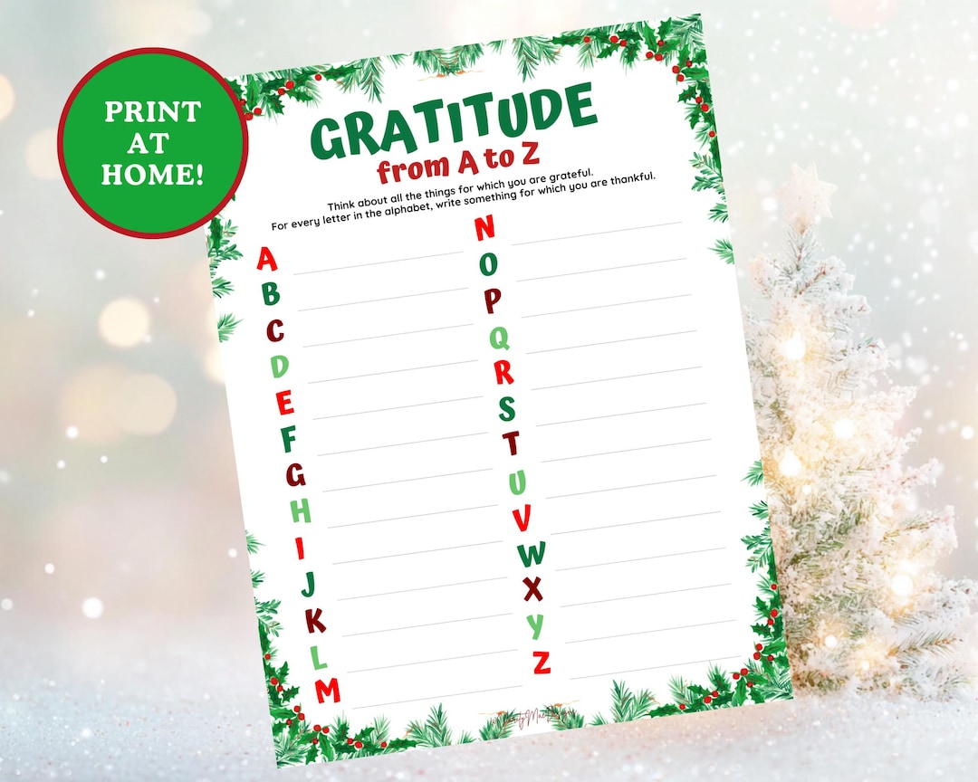 Christmas Gratitude A-Z Worksheet: Holiday Printable Game (digital ...