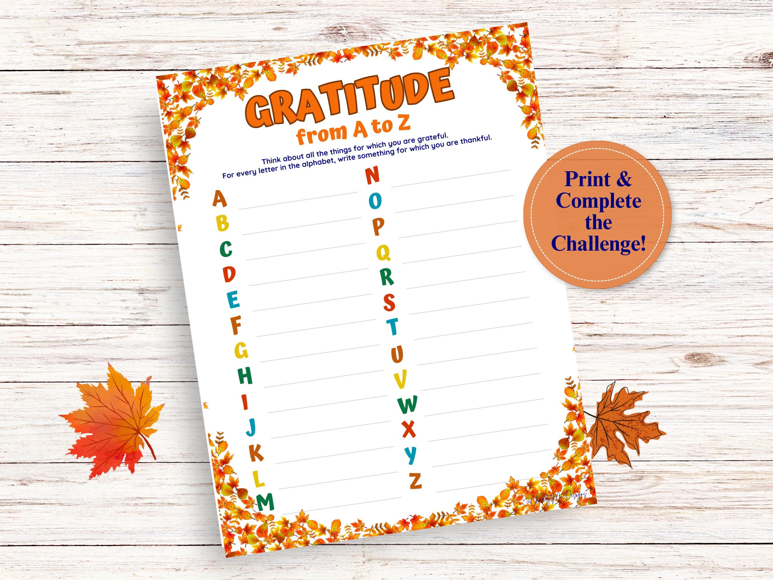 Gratitude Alphabet Activity Worksheet/ Thanksgiving / Gratitude From A ...