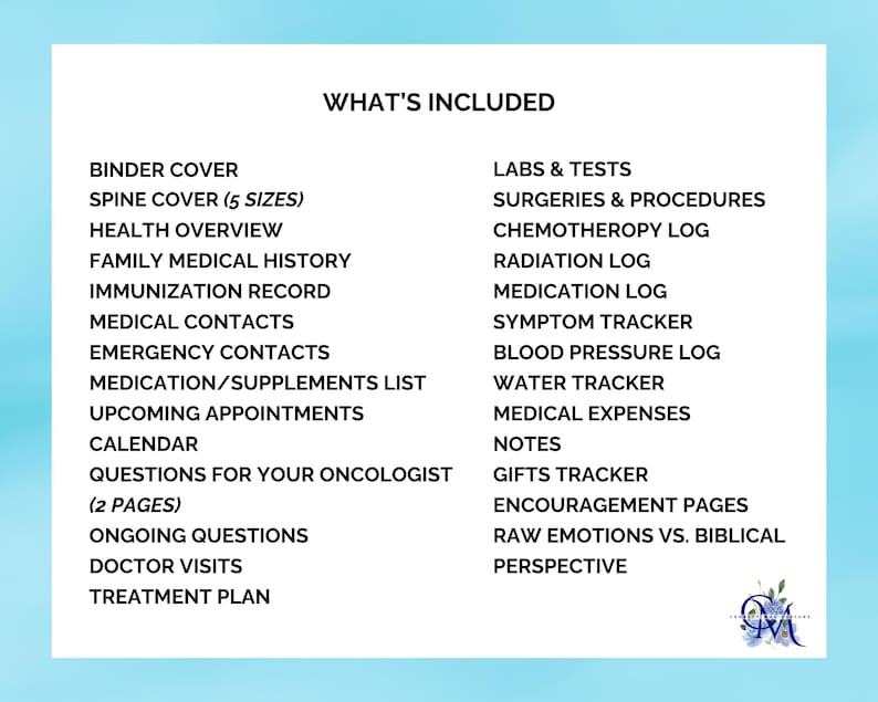 Cancer Binder & Medical Planner | Printable Patient Care Organizer ...