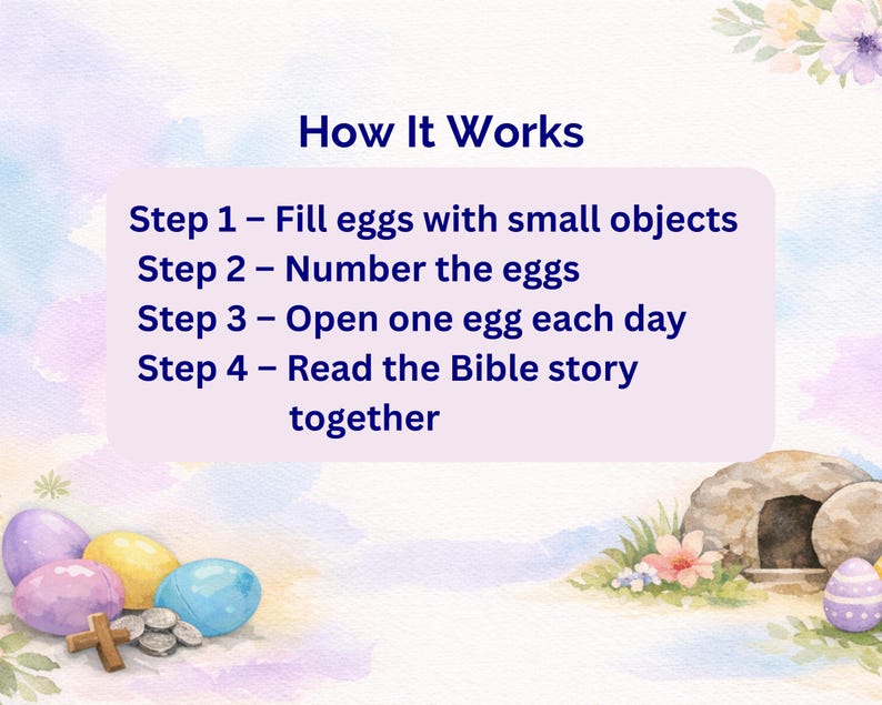 Resurrection Eggs Printable Kit, 12 Day Easter Countdown Devotional ...