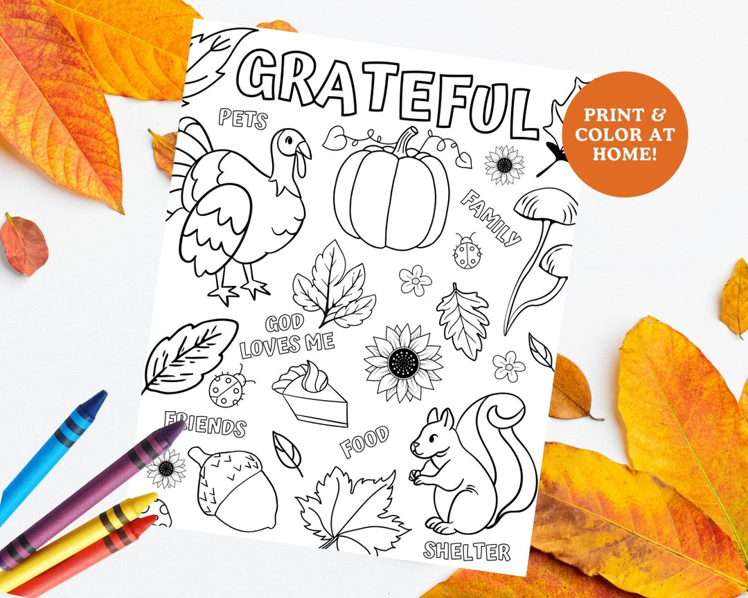 Thanksgiving Gratitude Coloring Page Printable, Gratitude, Classroom ...