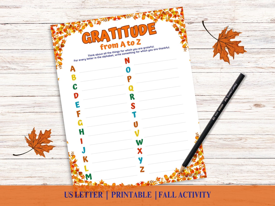 Gratitude Alphabet Activity Worksheet/ Thanksgiving / Gratitude From A ...