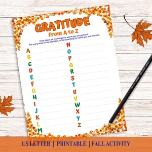 Gratitude Alphabet Activity Worksheet/ Thanksgiving / Gratitude From A ...