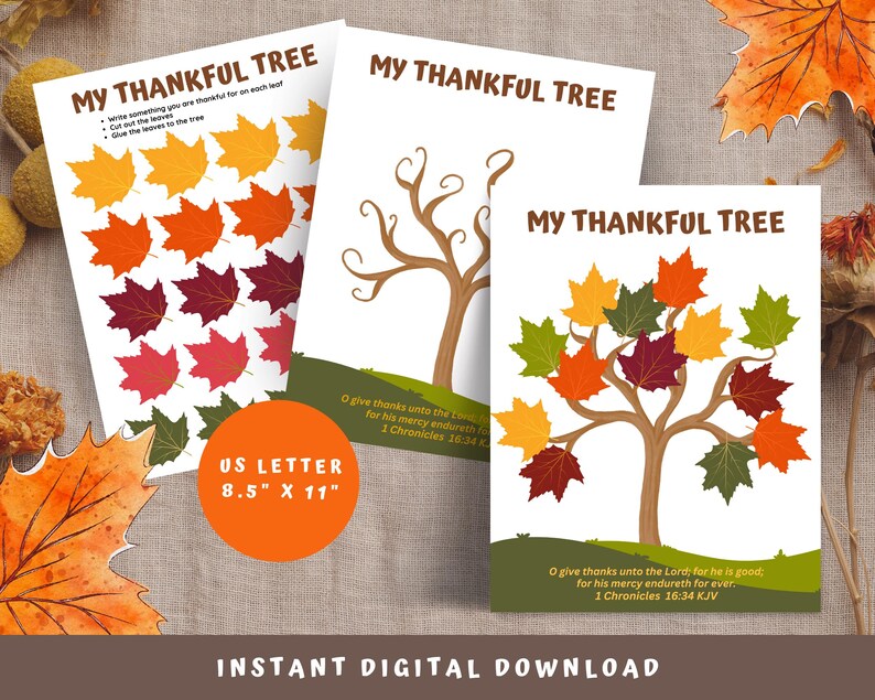 Thankful Tree Activity Printable: Thanksgiving Gratitude Craft (digital ...