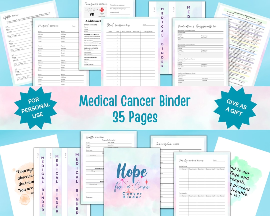 Cancer Binder & Medical Planner | Printable Patient Care Organizer ...