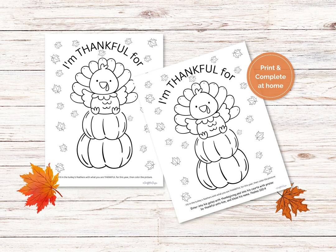 Thanksgiving Turkey Coloring Page, Thankful Kids Activity, Gratitude ...