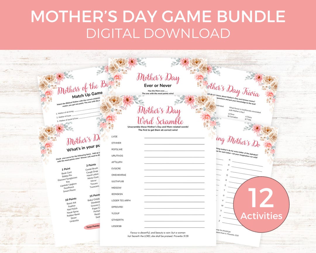 Mother's Day Activity Bundle: Printable Family Games (digital Download ...