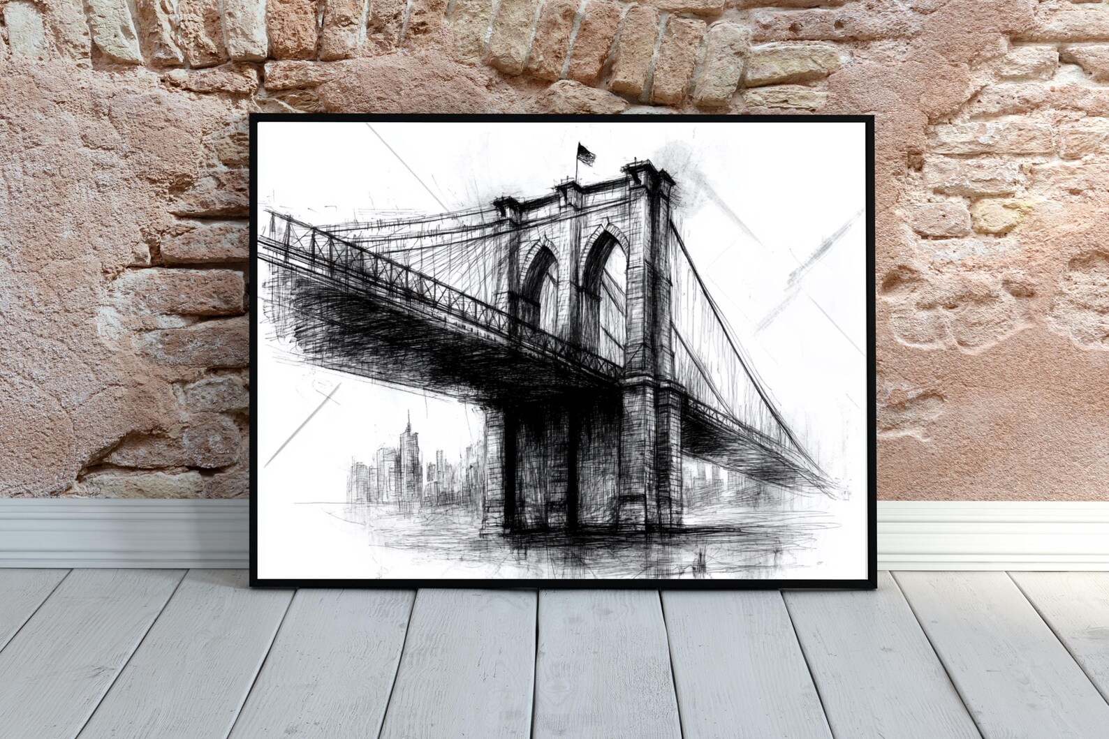 BROOKLYN BRIDGE Sketch Digital Print | Sophisticated Art Prints | Wall ...