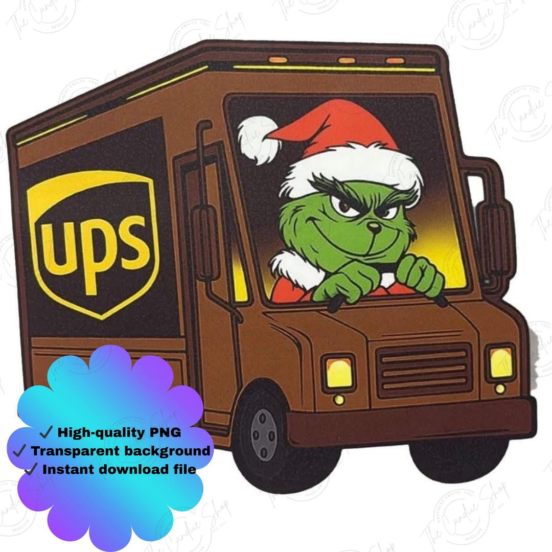 Grinch gracioso en camión de UPS PNG / Humor navideño con reparto ...
