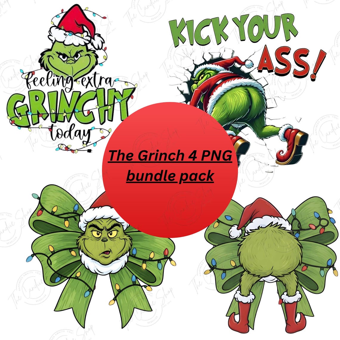 Funny Green Character Christmas PNG Bundle | Holiday Humor (digital ...