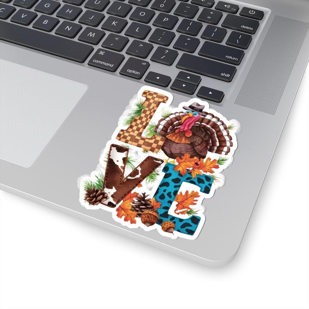 Thanksgiving Turkey Love Sticker, Fall Decor Decal - Etsy