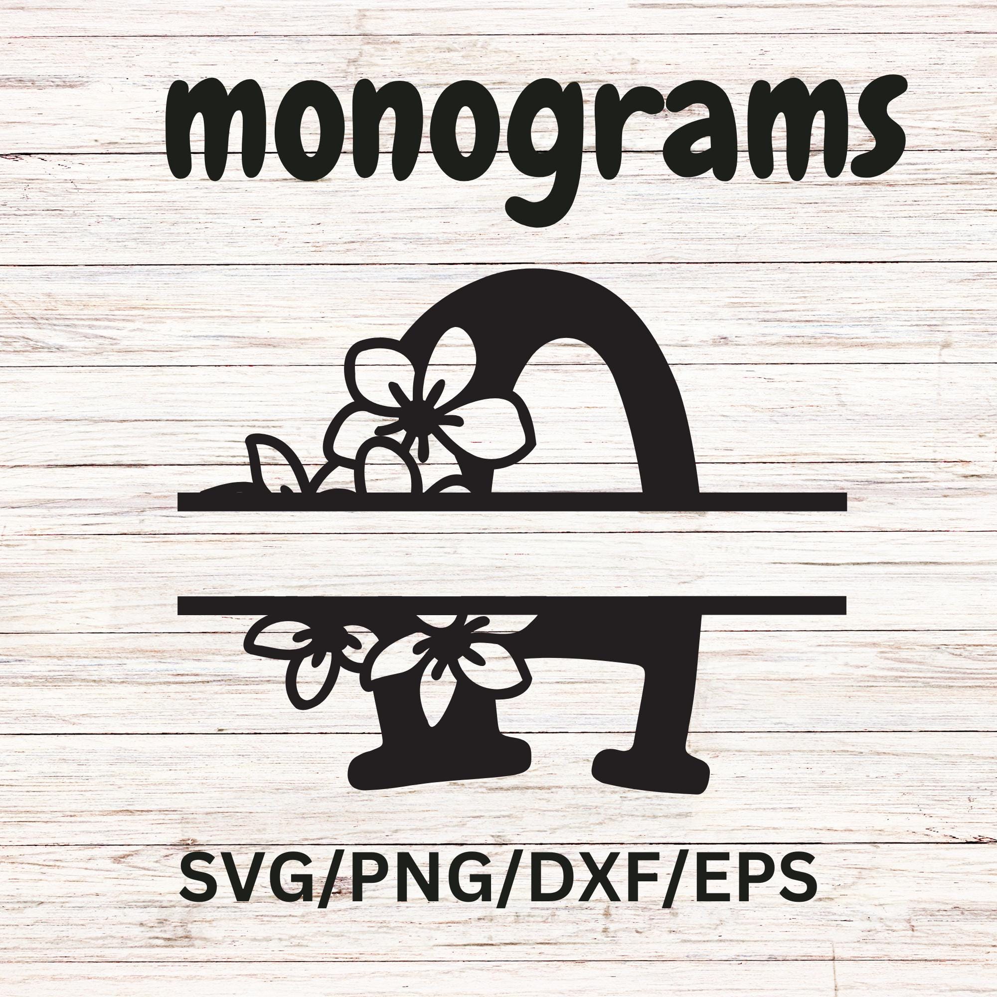 Floral Monogram SVG Bundle, Split Monogram, Last Name Svg, Initial ...