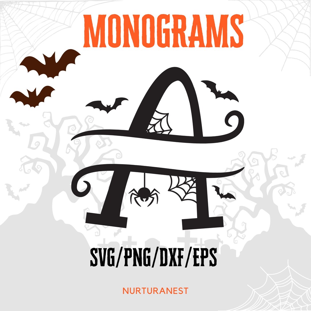 Halloween Alphabet Split Monograms SVG Bundle, Halloween Monogram Frame ...