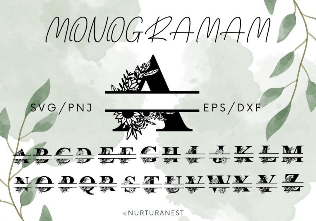 Minimalist Split Monogram, Svg, Jpg, Png, Dxf, Cut Files,script Split ...