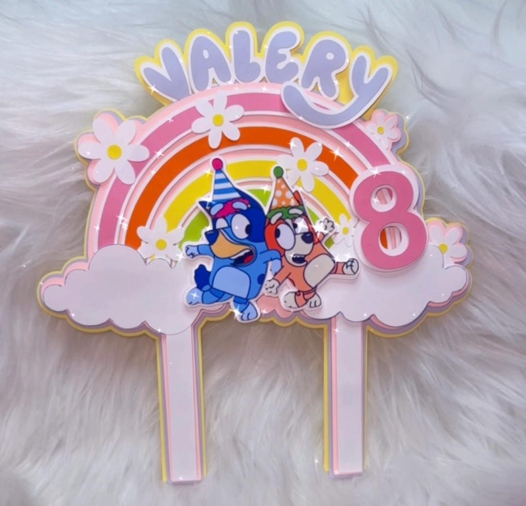 Bluey Rainbow Cake Topper Template Created in Silhouette Studio - Etsy UK