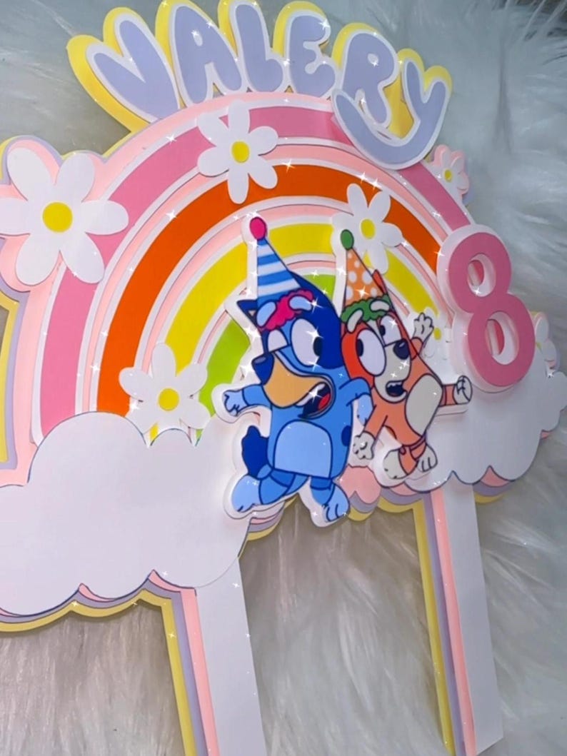 Bluey Rainbow Cake Topper Template Created in Silhouette Studio - Etsy UK