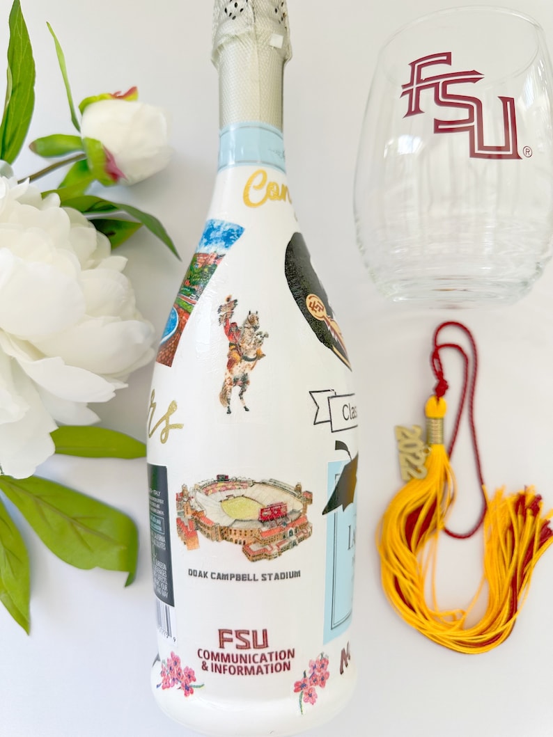 Custom Made, Painted, Decoupage, Decorated Champagne or Liquor Bottle ...