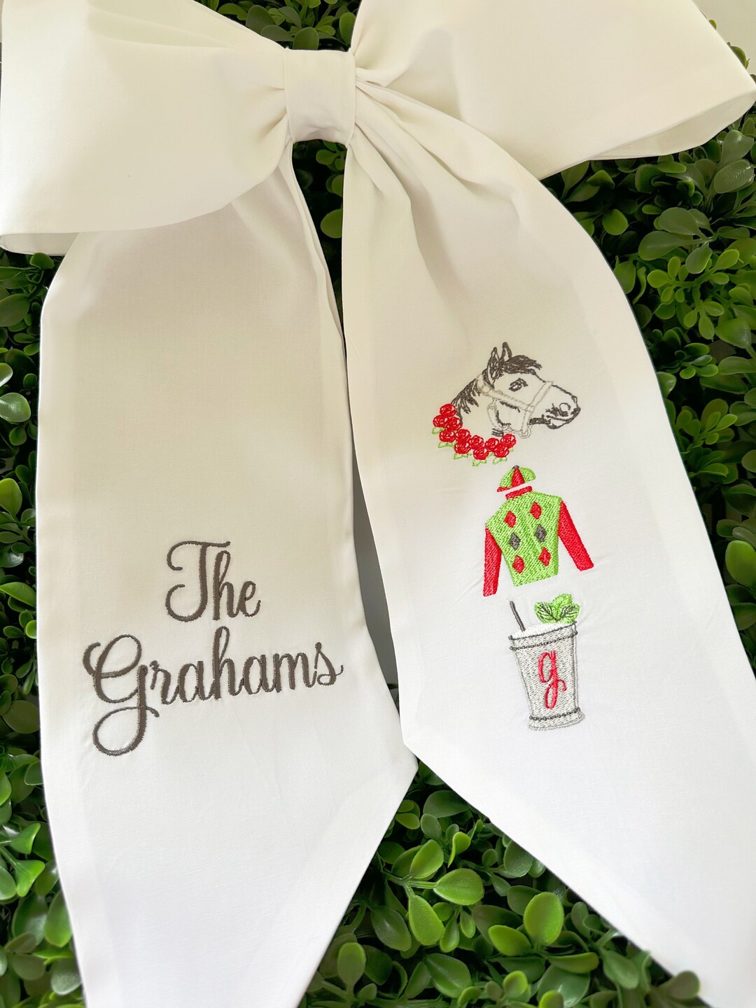 Horse Race Embroidered Wreath Sash, Horse Race Wreath Sash ...